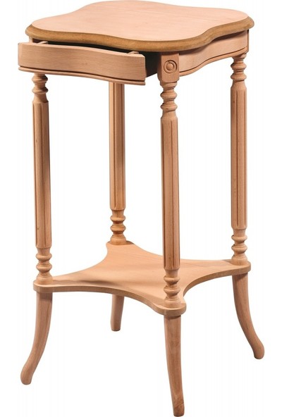 Masifart Silent Çekmeceli Yan Sehpa Papatya Cilasız Ham Ahşap 6565