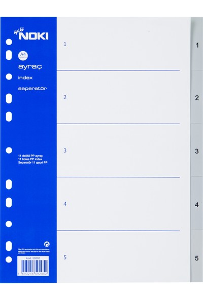 Noki Seperatör A4 1-5 Rakam (Ayraç) Noki Seperatör A4 1-5 Rakam (Ayraç)