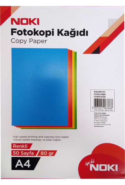 Noki Renkli Fotokopi Kağıdı 5 Renk 50 Yaprak 89106