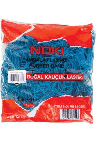 Noki Ambalaj Lastiği Doğal Kauçuk 7 cm 500 gr. Mavi RBR7500M
