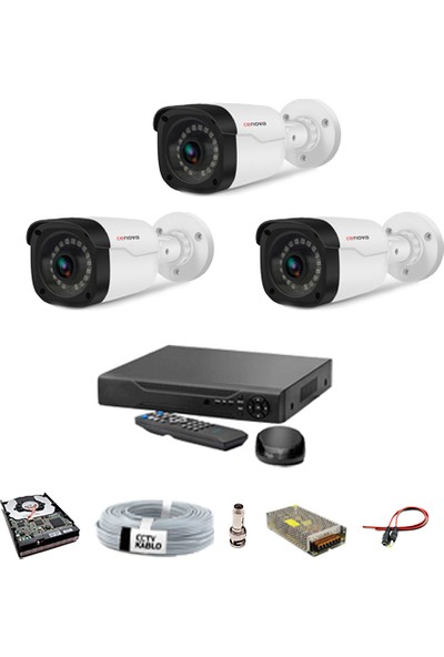 Proje Kamera 3 Kameralı Güvenlik Sistemi Dış-Mekan-Hdd-Jack-Bnc-Konnektör