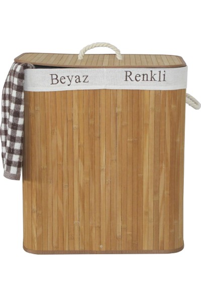 Lorin Bambu Katlanır Çamaşır Sepeti Çift Hazneli Kirli Sepeti Lorin Bambu Katlanır Çamaşır Sepeti Çift Hazneli Kirli Sepeti