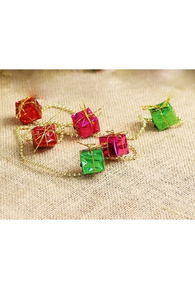 Kullan At Market Yılbaşı Renkli Hediye Paketi Zincir Ağaç Süsü 1 m