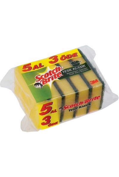 Scotch Brite Yeşil Klasik Sünger 5'li