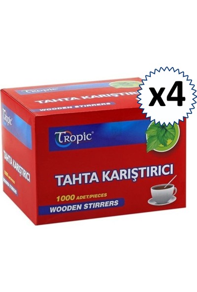 Tropic Çay Kahve Tahta Karıştırıcı 1000'li x 4