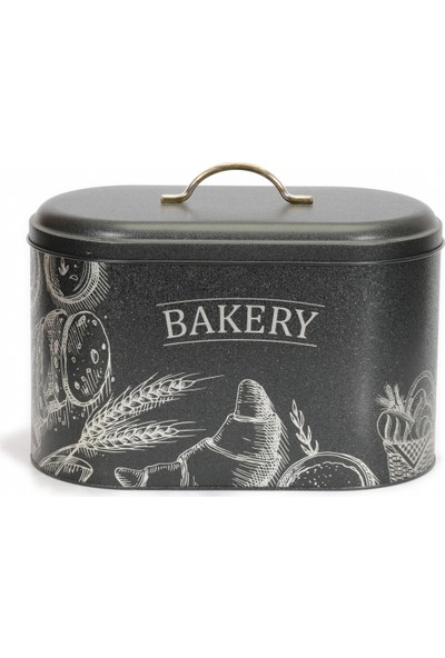 Evle Buğday Ekmek Desenli Metal Ekmek Sepeti 11 lt - Siyah