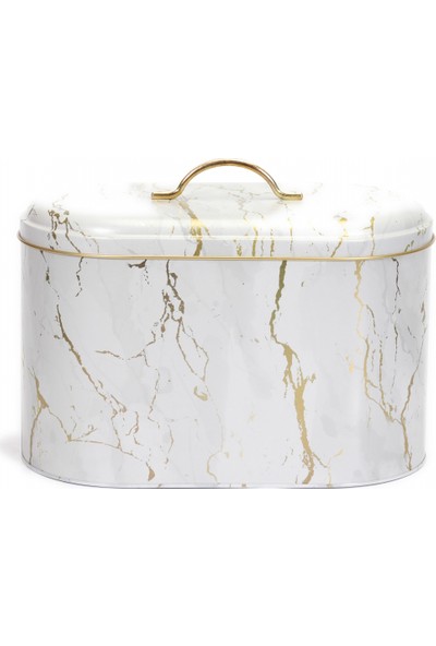 Evle Mermer Desenli Metal Ekmek Sepeti 11 lt - Beyaz