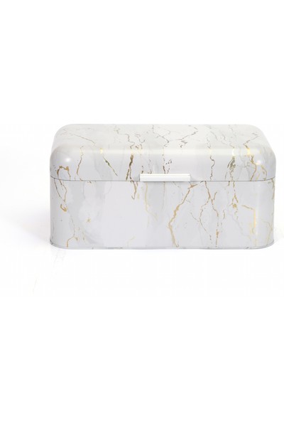 Evle Mermer Desenli Metal Ekmek Sepeti 9.9 lt - Beyaz