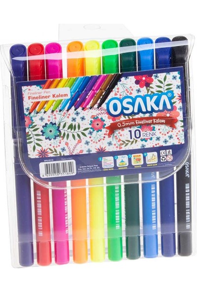 Osaka Renkli Keçe Uçlu Fineliner Kalem 0,5 mm 10'lu Osaka Renkli Keçe Uçlu Fineliner Kalem 0,5 mm 10'lu