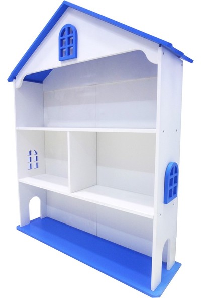 Montesev Çocuk Ahşap Kitaplık Raf Dolap Montessori - Mavi