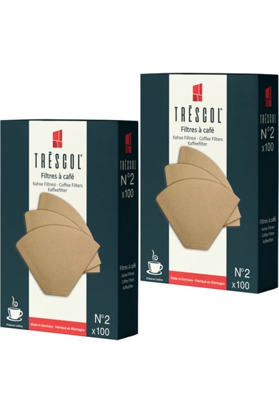 Tréscol Kahve Filtresi 2 Numara Küçük Boy Naturel Kağıt 2 X 100 200'lü Paket Tréscol Kahve Filtresi 2 Numara Küçük Boy Naturel Kağıt 2 X 100 200'lü Paket