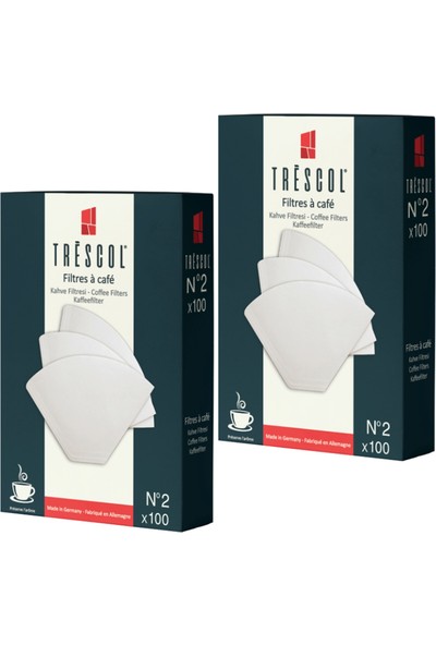 Tréscol Kahve Filtresi 2 Numara Küçük Boy Beyaz Kağıt 2 X 100 200'lü Paket Tréscol Kahve Filtresi 2 Numara Küçük Boy Beyaz Kağıt 2 X 100 200'lü Paket