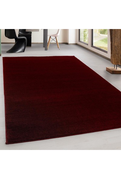 Ayyıldız Halı Modern Desenli Halı Kısa Havlı Bulanık Düz Renkli Bordo Kırmızı