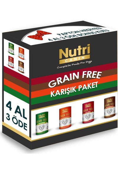 Nutri Canin Tahılsız %92 Et Karışık Köpek Konservesi 4 x 400 gr Nutri Canin Tahılsız %92 Et Karışık Köpek Konservesi 4 x 400 gr