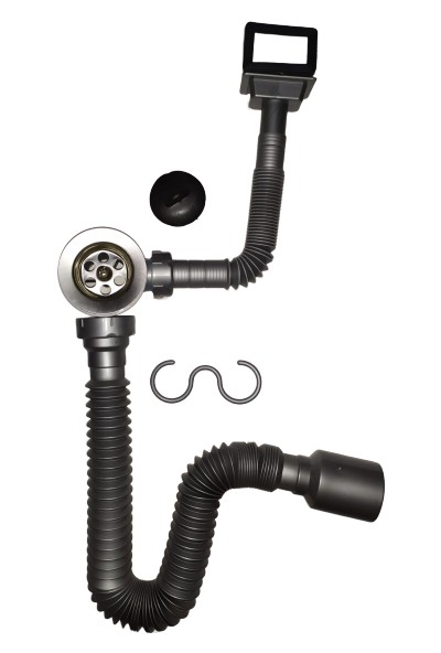 Donau Damlalıktan Taşmalı Körüklü Evye Sifonu Dik Ø40 mm