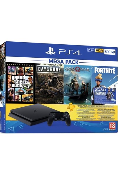 Sony PS4 Slim 500 GB + Gta V + Days Gone + God Of War + Fortnite + Psn (Eurasia Garantili) Sony PS4 Slim 500 GB + Gta V + Days Gone + God Of War + Fortnite + Psn (Eurasia Garantili)