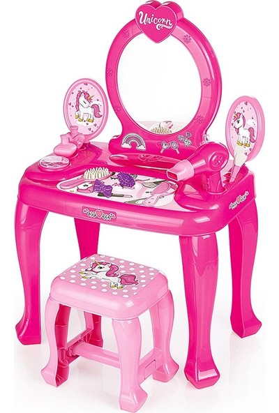 Dolu Unicorn Ayaklı Makyaj Seti ve Sandalye Seti Dolu Unicorn Ayaklı Makyaj Seti ve Sandalye Seti