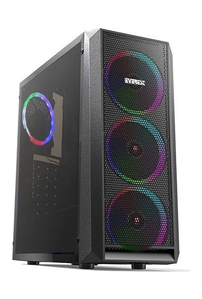 Everest X-Mesh 4 Rainbow Rgb Fan Temperli Cam Oyuncu Kasası Everest X-Mesh 4 Rainbow Rgb Fan Temperli Cam Oyuncu Kasası