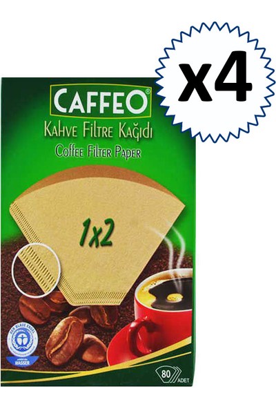 Caffeo Kahve Filtre Kağıdı 1x2 80'li 4 Paket 320'li Caffeo Kahve Filtre Kağıdı 1x2 80'li 4 Paket 320'li