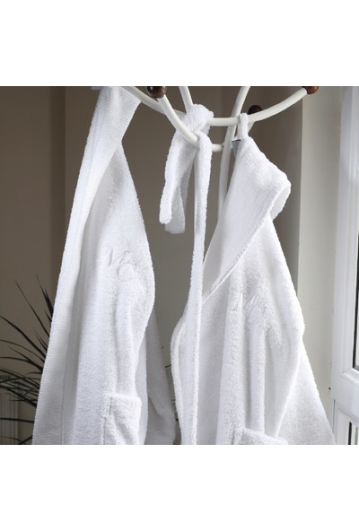 Marie Claire Otel Serisi-Bornoz L Beden Dublın 100% Pamuk Beyaz.