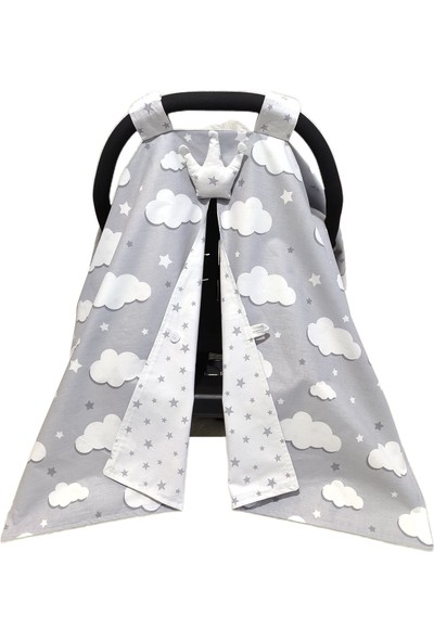 Bebek Atölyesi Gri Bulut Desenli Puset Örtüsü