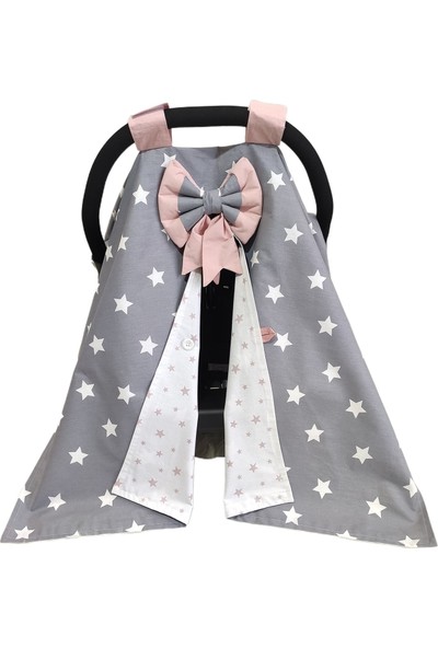 Bebek Atölyesi Gri Yıldız Desenli Pudra Minik Yıldızlı Puset Örtüsü Bebek Atölyesi Gri Yıldız Desenli Pudra Minik Yıldızlı Puset Örtüsü