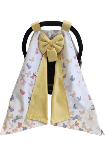 Bebek Atölyesi Sarı Kelebek Desenli Puset Örtüsü