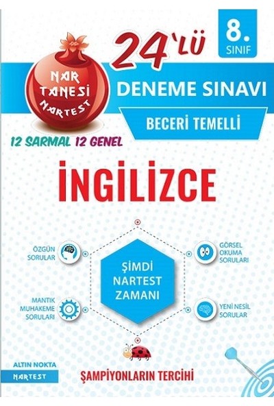 Nartest Yayınevi 8. Sınıf Nar Tanesi Ingilizce 24 Deneme Sınavı - 2020