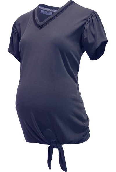 Perla Blanca Lacivert Düğümlü Hamile Bluz