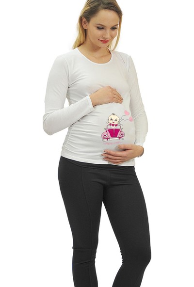 Elija Lingerie Elija Hamile Espirili T-Shirt Uzun Kol