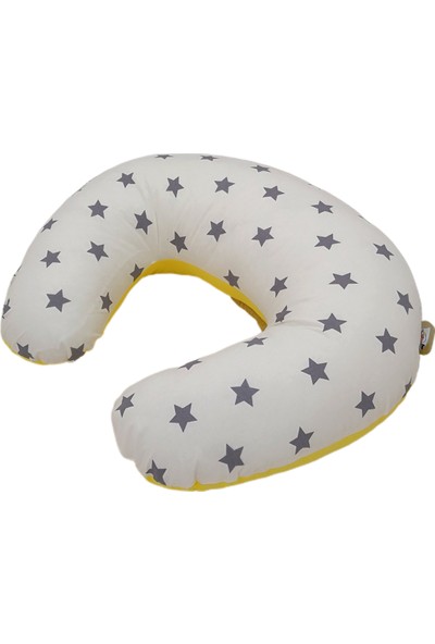 Bebek Atölyesi Gri Yıldızlı Sarı Emzirme Yastığı