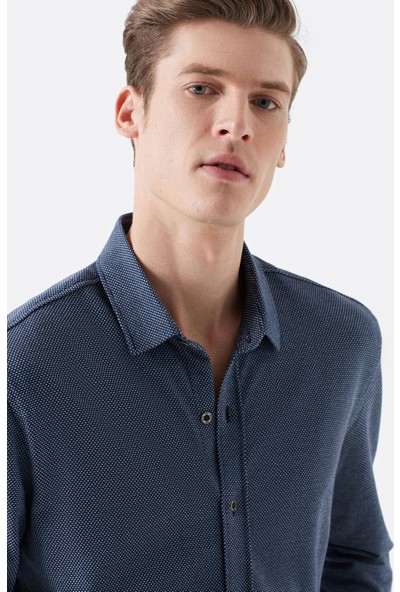 Mavi Erkek Lacivert Örme Gömlek 021631-30651