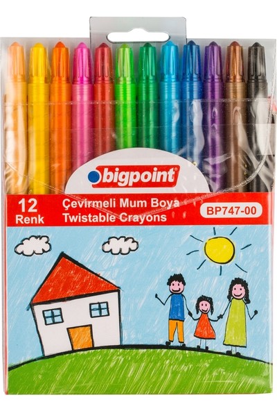 Bigpoint Çevirmeli Mum Boya 12 Renk 12'li Paket