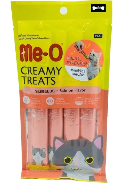 Me-O Creamy Treats Somonlu Sıvı Kedi Ödülü 4 x 15 gr Me-O Creamy Treats Somonlu Sıvı Kedi Ödülü 4 x 15 gr