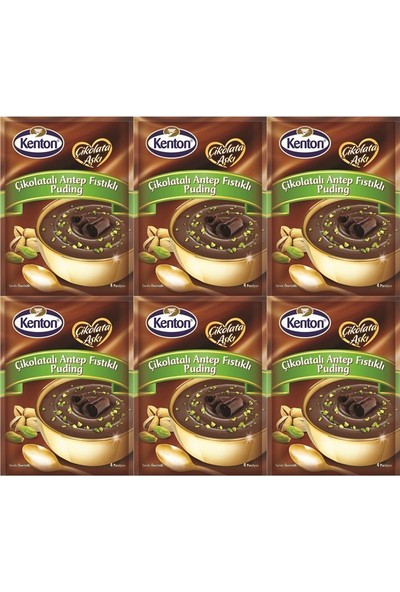 Kenton Puding Çikolata Aşkı Çikolatalı Antep Fıstıklı 100 gr 6'lı