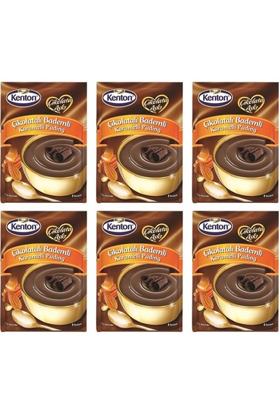 Kenton Puding Çikolata Aşkı Çikolatalı Bademli Karamelli 100 gr 6'lı
