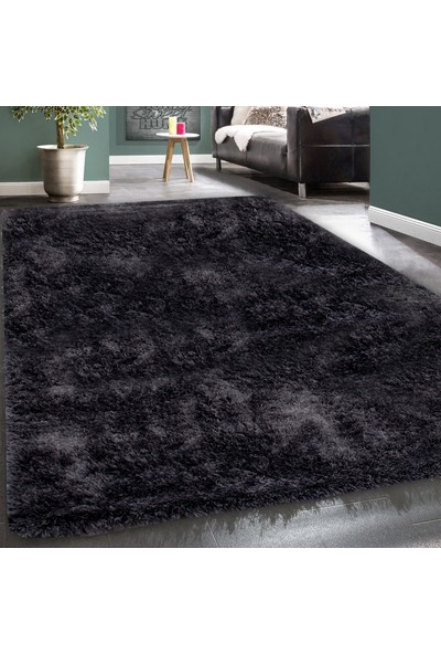 Hepsi Home Micropolyester Shaggy Halı Antrasit - Mavi