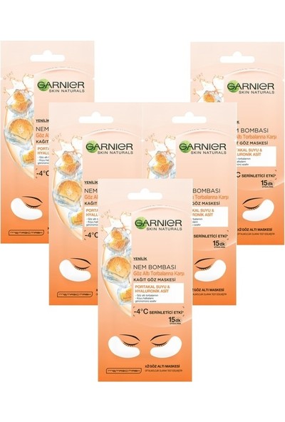 Garnier Nem Bombası Göz Altı Torbalarına Karşı Kağıt Göz Maskesi Portakal Suyu 5'li Set Garnier Nem Bombası Göz Altı Torbalarına Karşı Kağıt Göz Maskesi Portakal Suyu 5'li Set