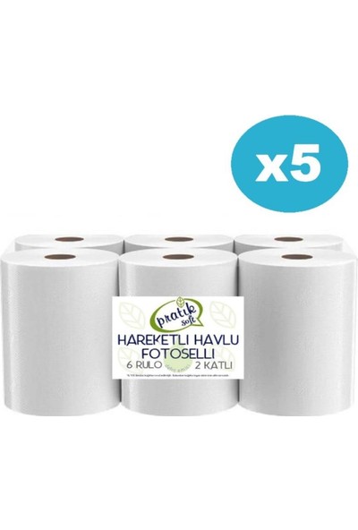 Pratiksoft 5 Koli 21 cm Fotoselli Hareketli Kağıt Havlu 30 Rulo Pratiksoft 5 Koli 21 cm Fotoselli Hareketli Kağıt Havlu 30 Rulo
