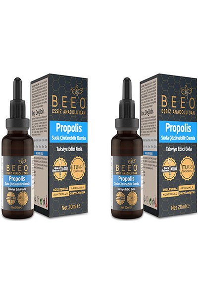 Bee'O Propolis Özütü Suda Çözünür ekstrakt 20 ml x 2'li Bee'O Propolis Özütü Suda Çözünür ekstrakt 20 ml x 2'li