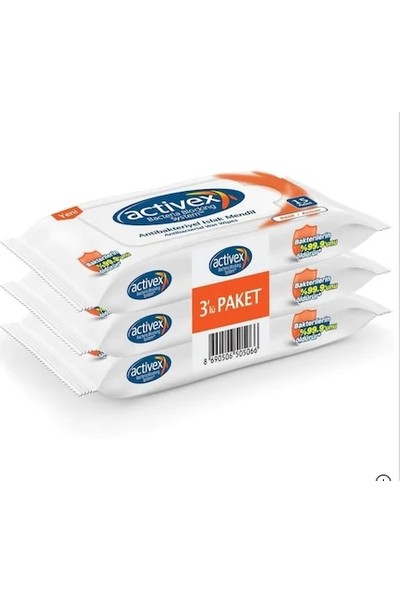 Activex Antibakteriyel Islak Mendil Aktif 3 Adet Cep Boy 45 Yaprak Activex Antibakteriyel Islak Mendil Aktif 3 Adet Cep Boy 45 Yaprak