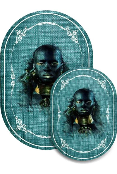 Soley Dod Süngerli Arap Kızı Figürlü Oval 2 'li Banyo Paspası 60x100-60x50 Mnt