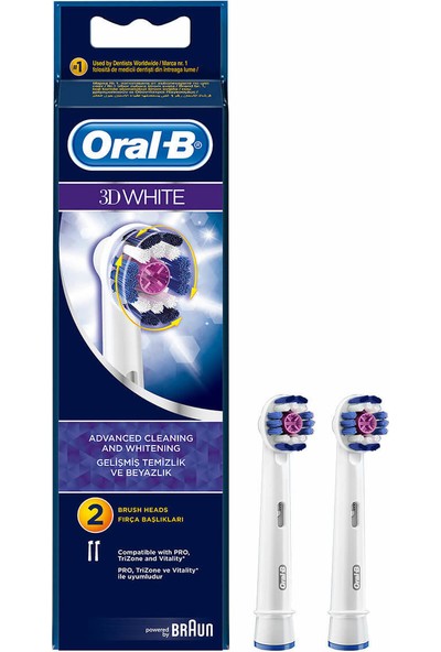 Oral-B 3D white Şarjlı Yedek Fırça Başlıkları 2 Adet Oral-B 3D white Şarjlı Yedek Fırça Başlıkları 2 Adet
