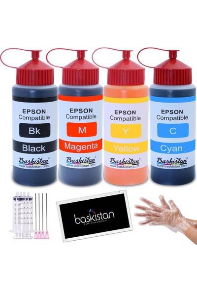 Baskistan Epson Bitmeyen Kartuşlu Yazıcı Mürekkebi 4 x 500 ml 15000 Sayfa Baskistan Epson Bitmeyen Kartuşlu Yazıcı Mürekkebi 4 x 500 ml 15000 Sayfa