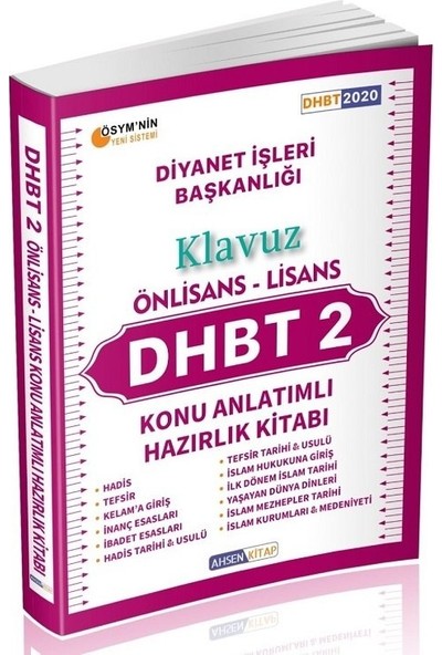 Ahsen Kitap DHBT-2 Klavuz Ön Lisans-Lisans Konu Anlatımlı Hazırlık Kitabı Ahsen Kitap DHBT-2 Klavuz Ön Lisans-Lisans Konu Anlatımlı Hazırlık Kitabı