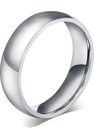 Takı Dükkanı 6 mm Bombeli Söz Nişan Unisex Çelik Alyans Yüzük tca