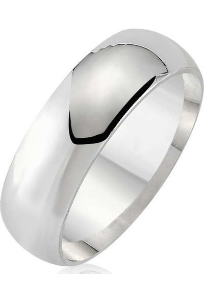 Takı Dükkanı 6 mm Klasik Bombeli Gümüş Alyans Söz Nişan Yüzüğü wr20-1