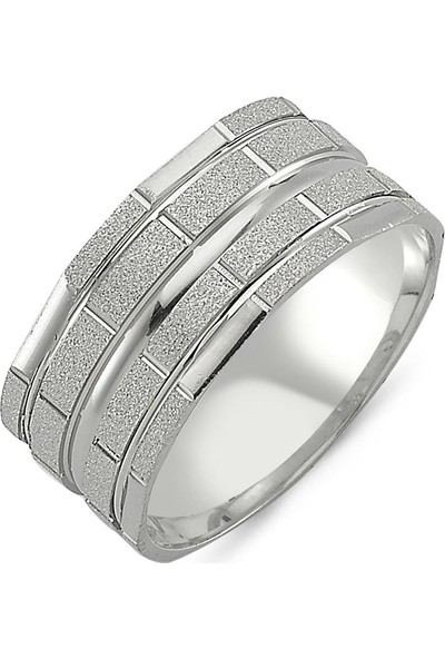 Takı Dükkanı Mat Parlak Gümüş Alyans Söz Nişan Yüzüğü wr68-1