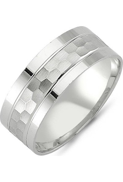 Takı Dükkanı Mat Parlak Gümüş Alyans Söz Nişan Yüzüğü wr17-1