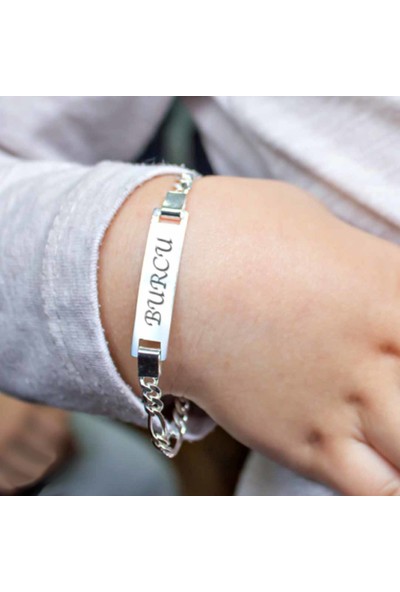 Takı Dükkanı Isim Yazılı Gümüş Bebek Künye Çocuk Bileklik csb01